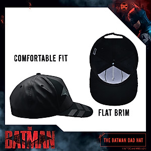DC Comics The Batman Dad Hat, Armor Design Adult Baseball Cap with Flat Brim, Black, One Size
