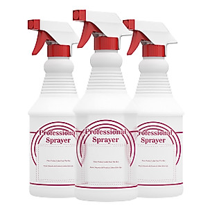 Spray Bottles, Empty Sprayer Bottle, Heavy Duty Cleaning Nozzle, 24oz, 3 Pack, Plastic, Industrial, Professional, Refillable, for Water, Alcohol, Bleach, Detailing, All Purpose Cleaner, Houseables