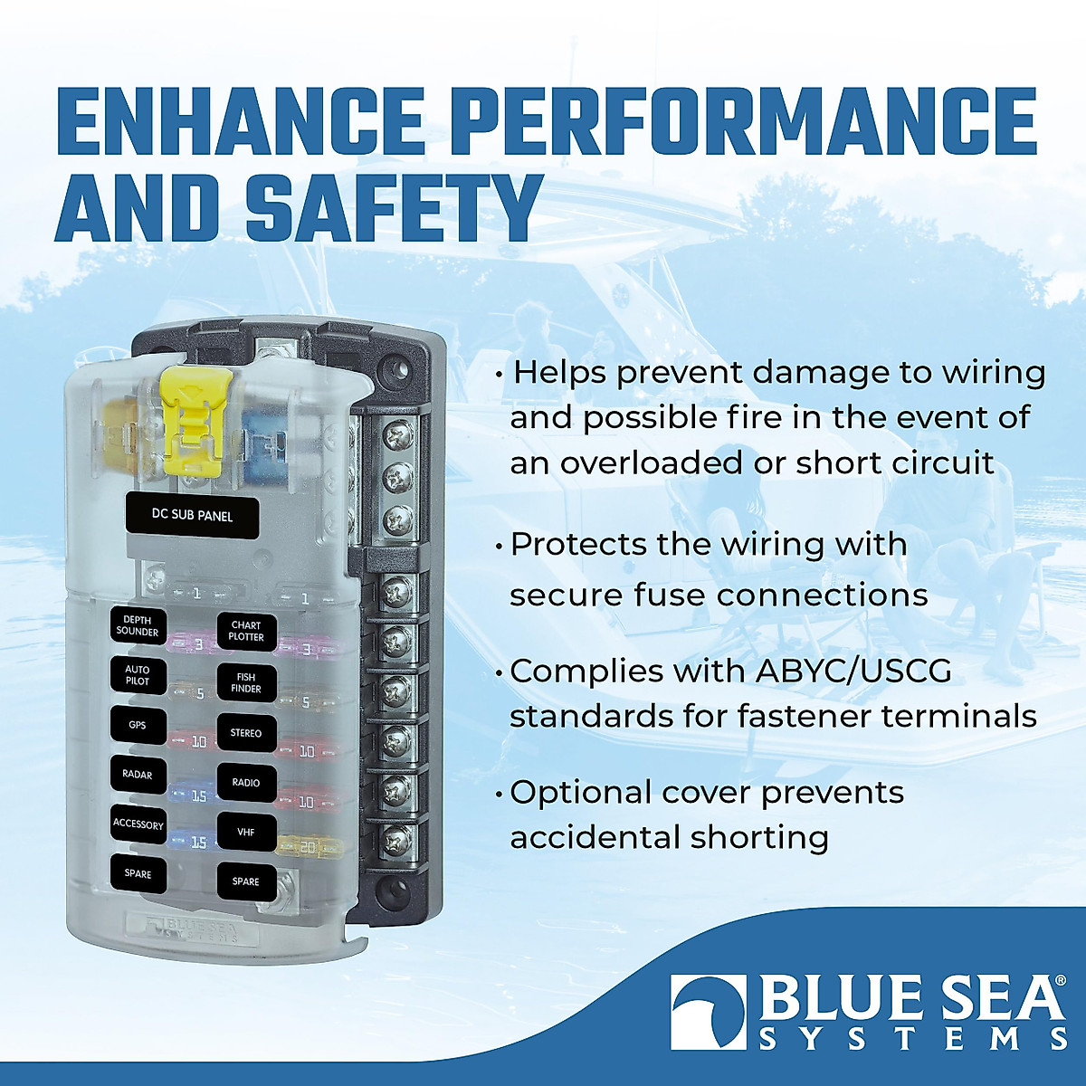 Blue Sea Systems 5026 ST Blade Fuse Block 12 Circuit with Ground and Cover