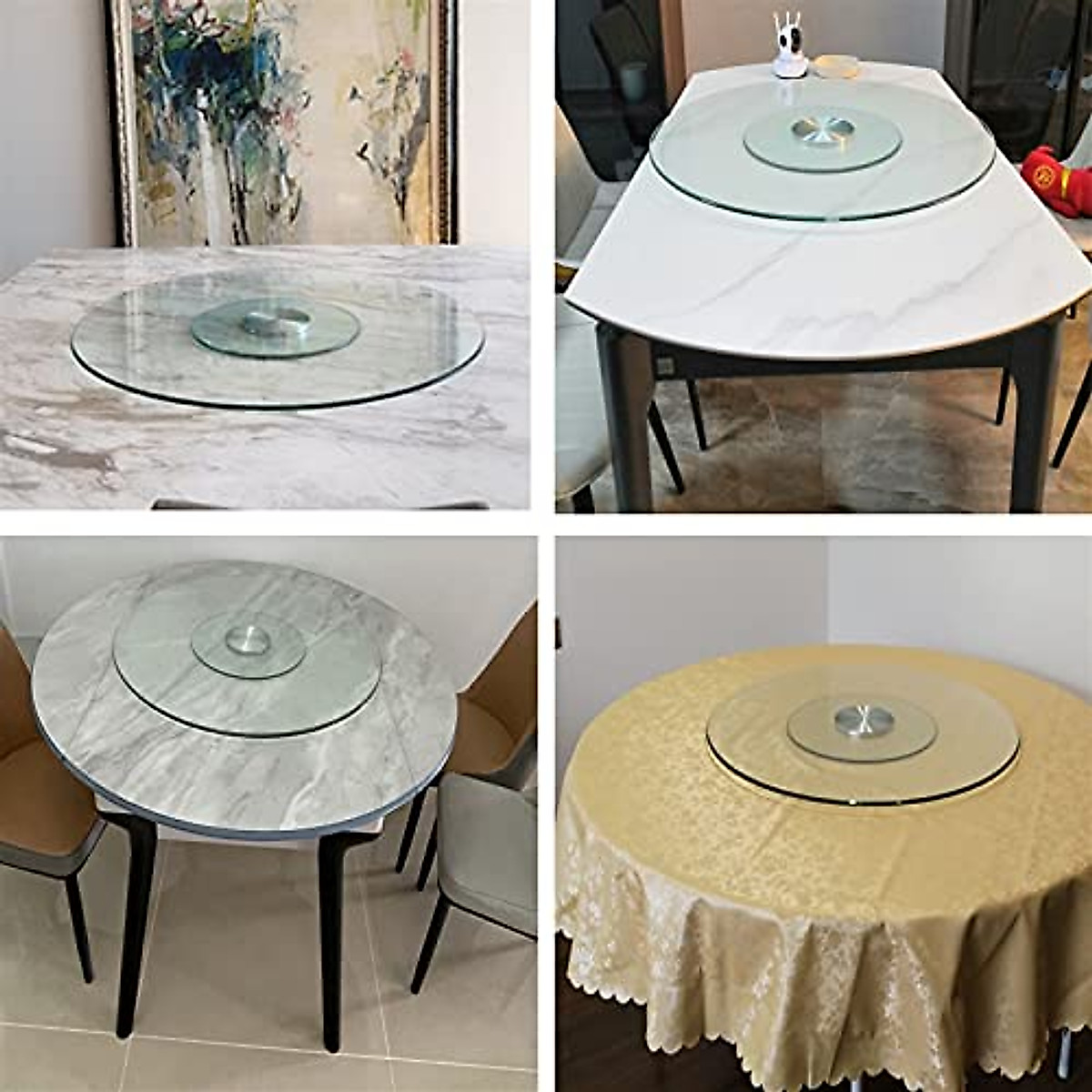Dining Table Turntable Lazy Susan: Tempered Glass 360 Degree Turntable – Rotating Countertop Serving Tray For Your Dining Table, Kitchen Counters - Transparent 24" 28" 36" (Size : 70cm/27.6in)