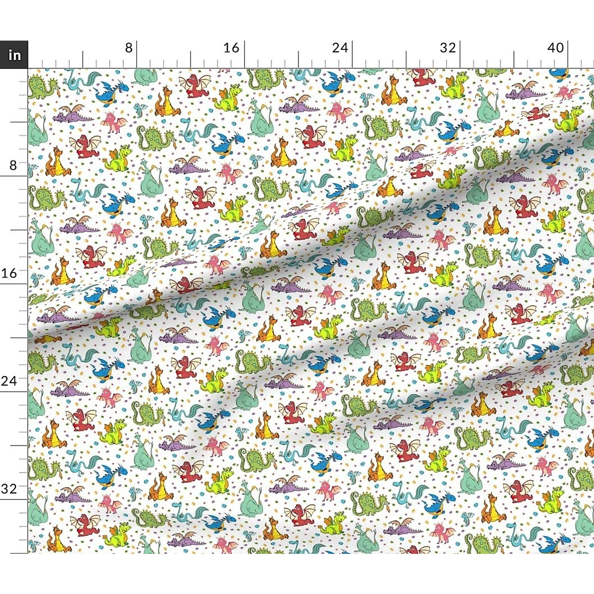 Spoonflower Fabric - Dragon, Purple, Pink, Green, Kids, Whimsical, Magical, Nursery, Printed on Petal Signature Cotton Fabric by The Yard - Sewing Quilting Apparel Crafts Decor