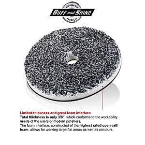 Buff and Shine URO-Fiber Microfiber Pad for Car Compounding, Cutting, Buffing, Waxing, and Polishing - Compatible with Long-Throw, High-Action, Dual-Action, and Random Orbital Polisher - 3 in (2 Pad)