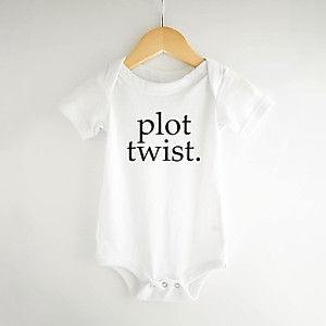 Bump and Beyond Designs Baby-Boys Surprise Pregnancy Announcement For Grandparents Plot Twist Leotard White, 0-3 Months