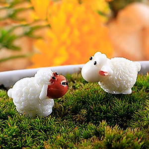 X Hot Popcorn 30 Pcs Miniature Sheeps Mini Garden Herd of Sheeps Moss Micro Landscape Decoration DIY Resin Home Decor Animals Micro Fairy Garden(15Male Sheep+ 15Mother Sheep),Sheep