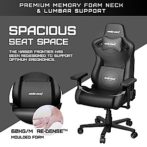 Anda Seat Kaiser Frontier Black PVC Leather Gaming Chair - XL Premium Ergonomic Gamer Chair for Adults, Video Game Chairs with Memory Foam Neck Pillow & Lumbar Back Support - Office Computer Seat