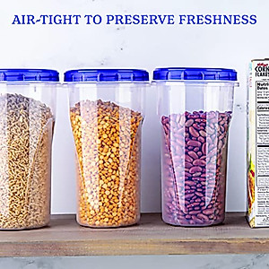 PLASTICPRO 48 Ounce Twist Top Deli Containers Clear bottom With Blue Top Twist on Lids Reusable, Stackable, Food Storage Freezer Container Pack of 4 (Blue)