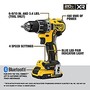 DEWALT 20V MAX XR Brushless Drill/Driver Kit with Tool Connect Bluetooth, Cordless (DCD792D2)