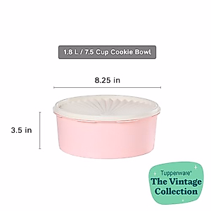 Tupperware Heritage Collection 7.6 Cup Cookie Canister - Vintage Light Pink Color, Dishwasher Safe & BPA Free Container - (1.8 L)
