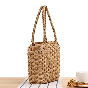Straw Beach Bag for Women Summer Woven Tote Bag Rattan Hobo Bohemian Vacation Bags Waterproof Sandproof (beige)