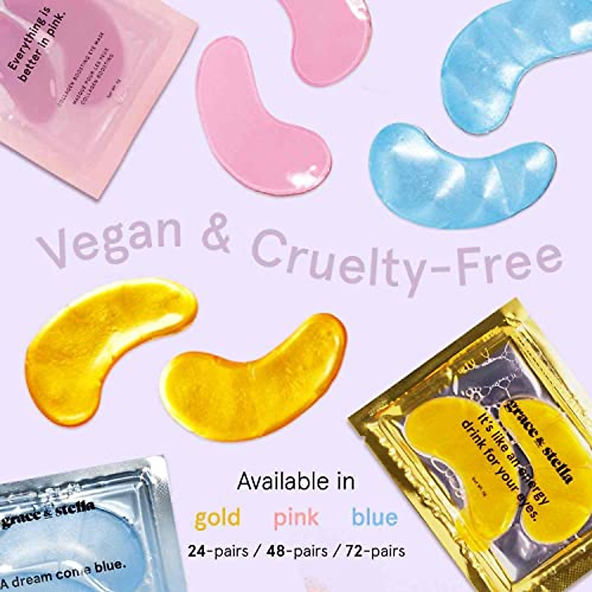 Award Winning Under Eye Mask (Pink, 48 Pairs) Reduce Dark Circles, Puffy Eyes, Undereye Bags, Wrinkles - Gel Under Eye Patches, Vegan Cruelty-Free Self Care by grace and stella