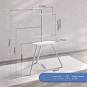 Easel TV Stand for 43 to 65 inch LED LCD OLED Screens Hold up to 88lbs, Height Adjustable Tripod TV Floor Stand with Shelf/Snap Lock/Anti-Tip Strap, Max VESA 400x400mm, Matte White