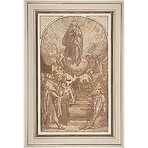 ArtDirect Cesare Nebbia 14x18 Black Modern Frame and Double Matted Museum Art Print Titled - The Assumption of the Virgin (1536-1614)