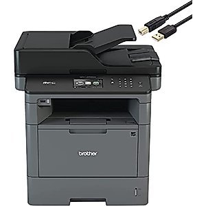 Brother MFC-L5705DW All-in-One Wireless Monochrome Laser, AutoDuplex Printing, Copy | Scan | Fax, 1200 x 1200 dpi, 42ppm, 256MB,50-Sheet ADF, WULIC Printer Cable