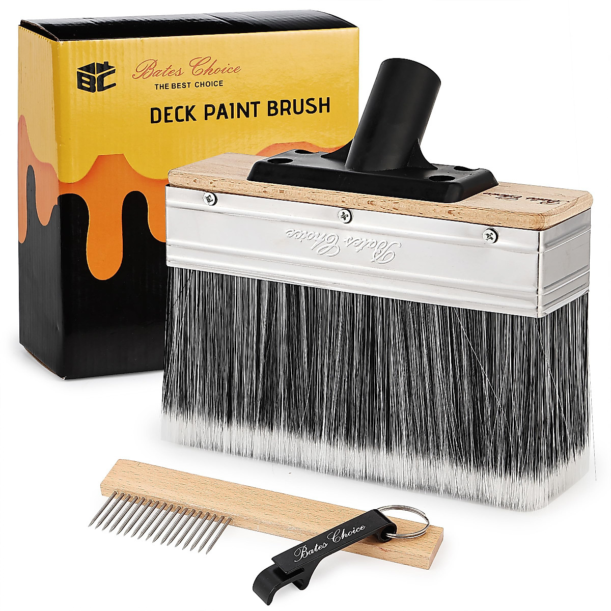 Bates- Deck Stain Brush, 7.5-Inch, Stain Brushes for Wood, Deck Stain Applicator, Deck Brush, Wide Paint Brush, Large Paint Brushes, Wood Stain Brush, Masonry Brush, Wood Stain Applicator