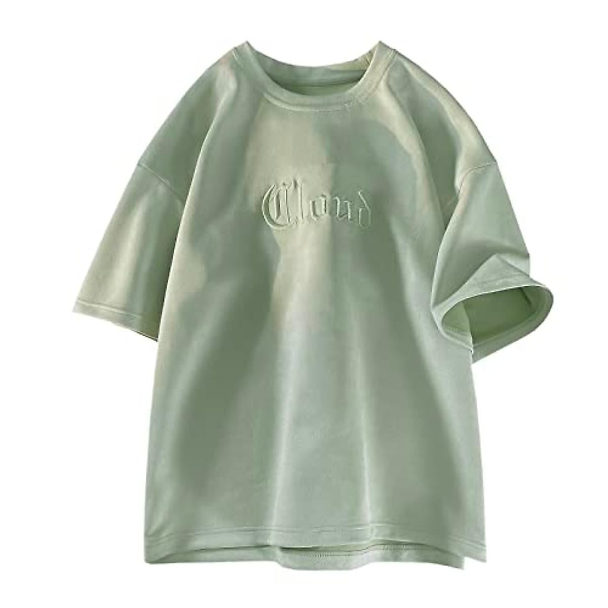 Mens Letter Print T-Shirt Hip Hop Crewneck Tees Short Sleeve Graphic Tops, T261Green, Small