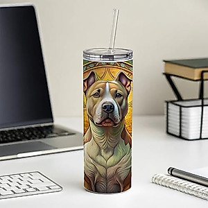American Staffordshire Terrier Dog Art Nouveau Skinny Tumbler 20oz with Straw Insulated Water Bottle Gift