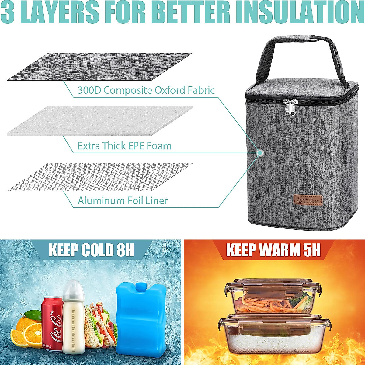 Baby Bottle Bag Insulated Breastmilk Cooler Bag with Ice Pack, Reusable Baby Bottle Tote Bag for up to 6 Bottles 4 Large 9Oz Bottles, Freezer Lunch Bag, Perfect for Daycare or Back to Work Nursing Mom