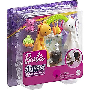 Barbie Skipper Babysitters Inc. Crawling and Playtime Playset with Baby Doll with Bobbling Head and Bottom, Floor Gym, Blanket and 6 Toy Accessories