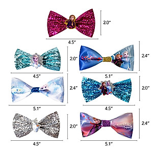 Frozen 2 Girls 7 Small Bow Bundle, Hair Bows for Girls - Ages 3+