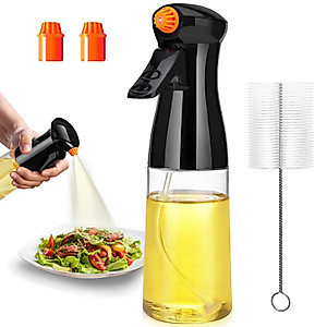 Showvigor Olive Oil Sprayer for Cooking- 200ml Rotatable Nozzle Olive Oil Spray Bottle Premium Oil Mister with Brush Oil Spritzer for Air Fryer, BBQ, Salad, Baking,Grilling Kitchen Gadgets(Black)