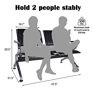 kinbor Airport Reception Chairs Waiting Benches - PU Leather Reception Bench with Arms, 5 Seat Waiting Room Chairs for Business Office, Salon, Bank, Hospital, Black