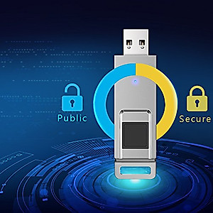 KOOTION 32GB High Speed Recognition Fingerprint Encrypted Flash Drive USB3.0 Dual Storage Security,Silver