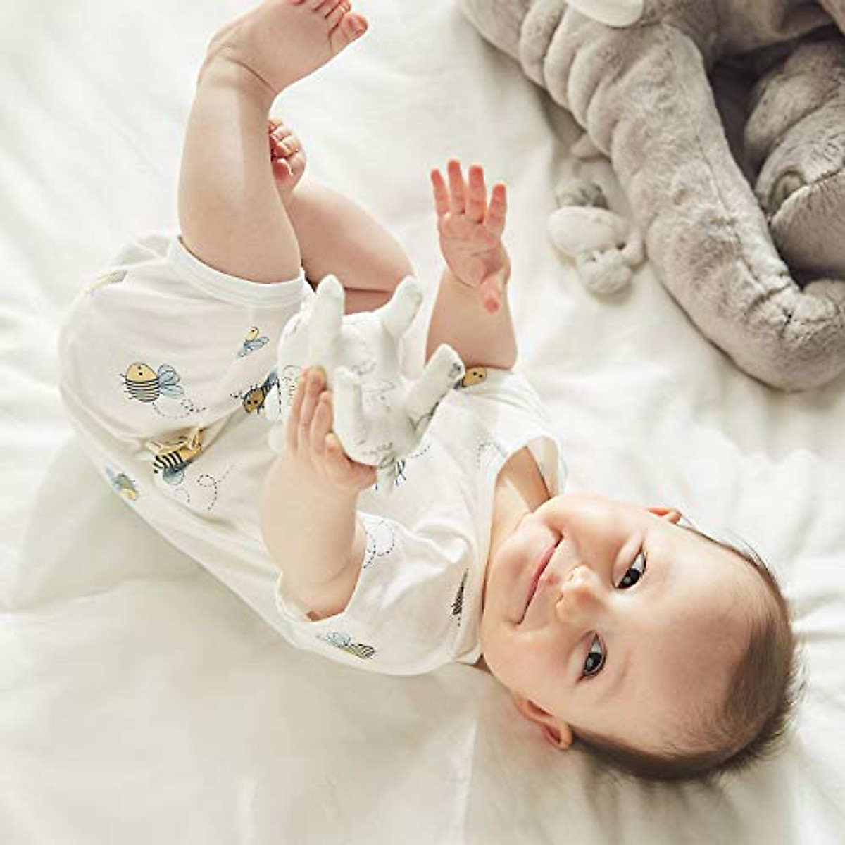 pureborn Baby Boys Girls Short Sleeve Cute Romper Summer One-Piece Outfits Cartoon Bees 0-3 Months