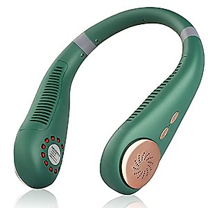 RDF Personal Neck Fan,Bladeless Rechargeable USB Powered Fan,Adjustable Strong Cooling Wind with Light(Green)