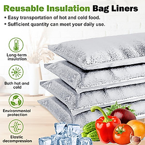 QLOUNI 25 Pcs Reusable Insulation Bags Self-seal Thermal Box Liners Metalized Box Liners Lunch Food Box Packing Pouches Insulation Lining Waterproof Insulation Grocery Delivery Package, 11.8"x13.8"