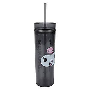 Bioworld Kuromi 16 Oz Slim Acrylic Travel Cup With Straw