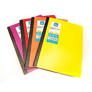 Pen + Gear Poly Composition Notebook, College Ruled, Pack of 4- Purple, Yellow, Orange, Red