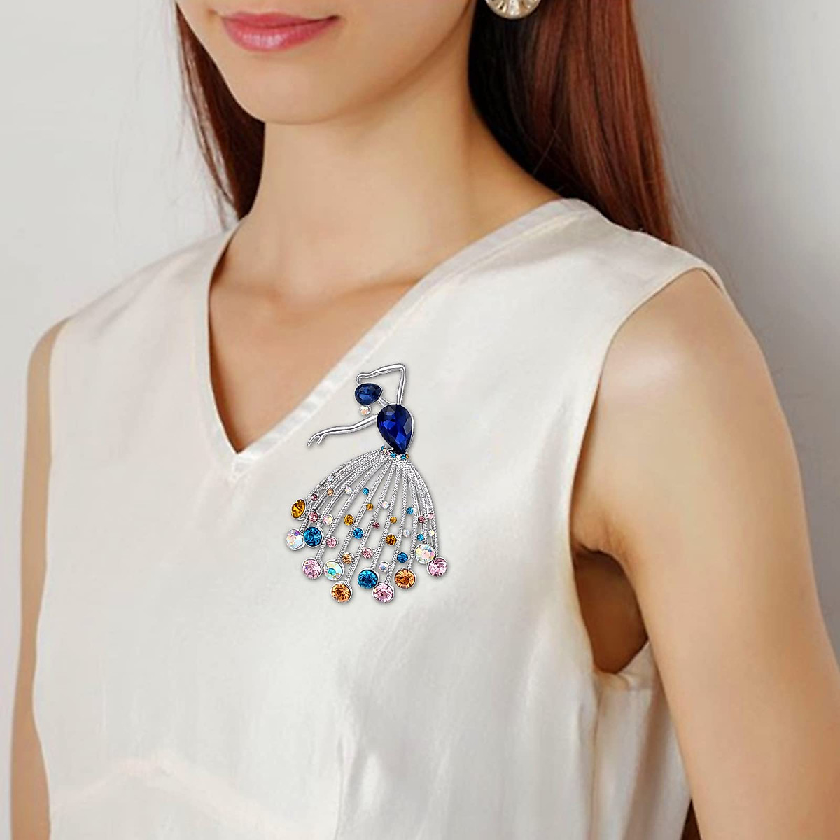 Dragon Brooch Dancing Girl Ballet Jewelry Diamond Brooch Personality Simple Clothing Accessories Corsage Brooch Dress Silk Scarf Buckle Pin Bag Clothes Hat Trend Decorative Brooch (A, One Size)