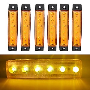 ZKFAR 6 PCS Car LED Side Marker Indicator, 12V 3258-6SMD Sponge Strip Side Light, Smoke Lens Waterproof Turn Signal Lamp, Suitable for Most Cars, Trucks, Vans, Trailers, Boats (Yellow)