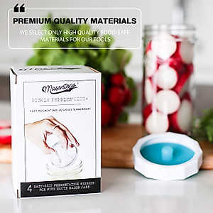 Masontops 8 PC Pickle Pebbles Glass Weight & Pickle Pipe Airlocks Kits - Large Wide Mouth Lid - For Pickling & Canning