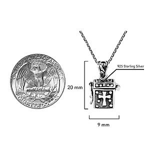 AeraVida Christian Prayer Box Locket .925 Sterling Silver Pendant Necklace