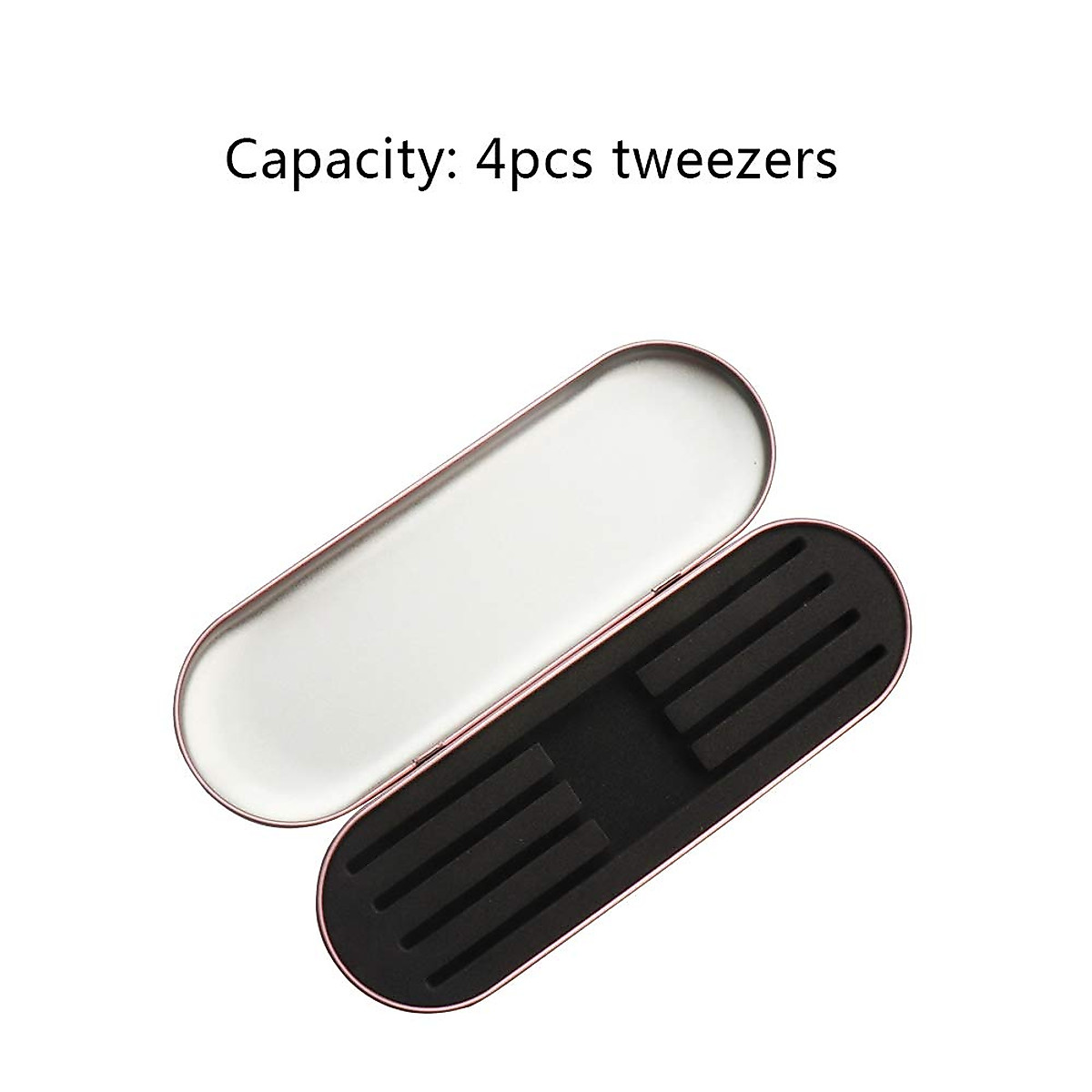 2 Pcs Eyelash Extension Tweezers Storage Case Professional Travel Small Box Portable Tin Holder Container for Tweezer, Pink and Silver (Tweezer Cases-Pink+Silver)