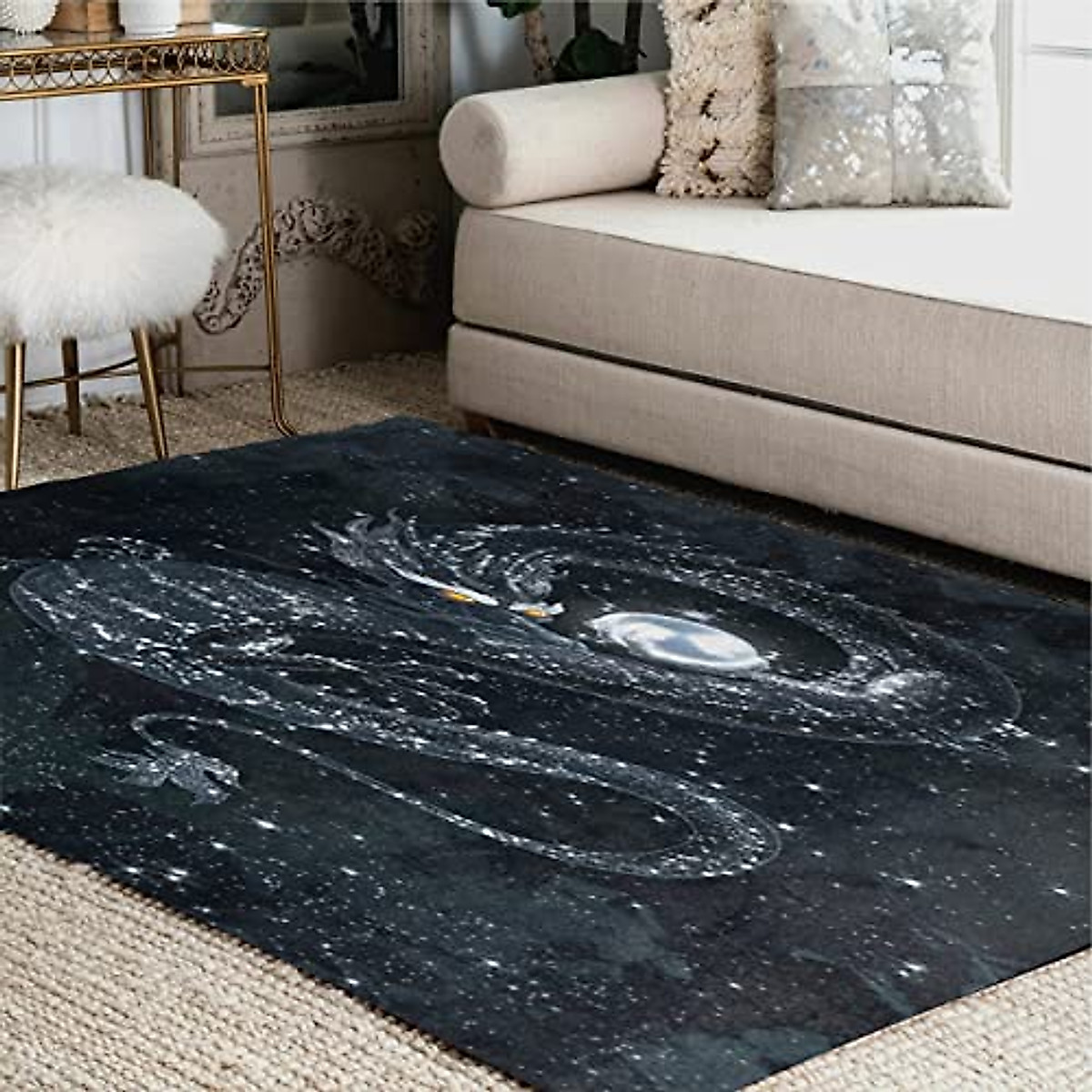 ALAZA Dark Starry Night Dragon Area Rug Rugs for Living Room Bedroom 7' x 5'