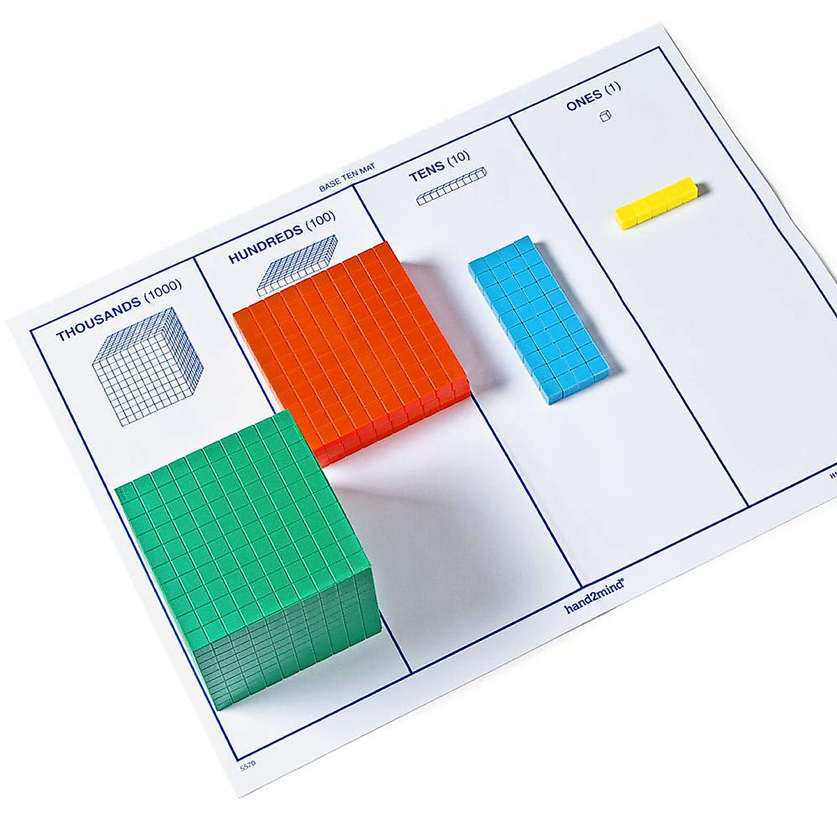 hand2mind Differentiated Plastic Base Ten Blocks Complete Set, Place Value Blocks, Counting Cubes, Base Ten Blocks Classroom Set, Math Blocks Kindergarten, Base 10 Math Manipulatives (Set of 121)