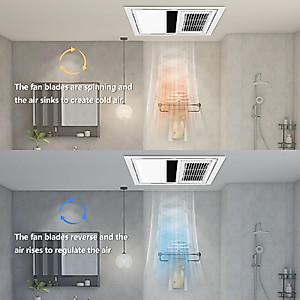 FLYINGFOX Bathroom Exhaust Fan with Heater and Ventilation Circulation LED Lamp Combo, Bathroom Fan 2300 Watt Heater, 160 CFM，White