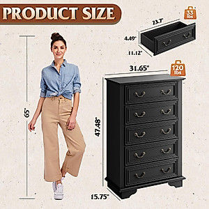 WLIVE Dresser TV Stand, Entertainment Center with Fabric Drawers, Media Console Table with Open Shelves for TV up to 45 inch, Storage Drawer Unit for Bedroom, Living Room, Black and Rustic Brown