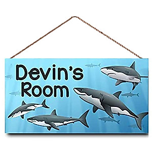 WDSLSING Personalized Custom Shark Wood Sign, boy Room Wall Art Decoration, Shark Wall Decoration, Baby boy Room