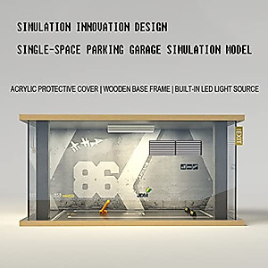 SIKIVOT 1/18 Scale Die-cast Model Car Display Case,Acrylic Display Case , Parking Garage Model for die-Casting car Models,1 Parking Space (7191 Yellow Door) (7191 Graffiti 86)