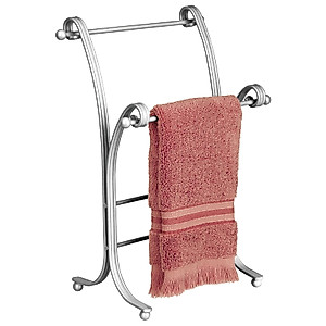 mDesign Steel Countertop Hand Towel Holder - 2-Tier Freestanding Small Towel Stand for Bathroom Counter and Vanity - Washcloth, Tea Towel, and Hand Towel Holder Stand - Hyde Collection - Chrome
