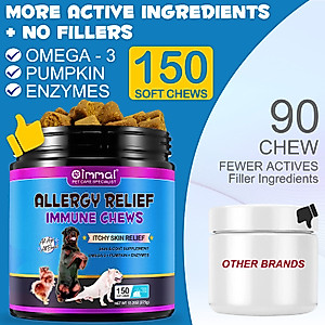 PLSHSBSE Dog Allergy Relief, Dog Itchy Skin Relief Treats with Fish Oil, Omega 3, Itch Relief Chews for Dogs Seasonal Allergy, Anti Itch for Dogs Allergy Support Supplement (150PCS)