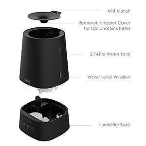 Pure Enrichment HUME Max - Easy Top Fill Ultrasonic Cool Mist Humidifier, 3.7 L (1 Gallon) Tank, 3 Mist Settings + Auto Shut-Off Timer - Ideal for Large Bedrooms, Baby Nurseries and Offices (Black)