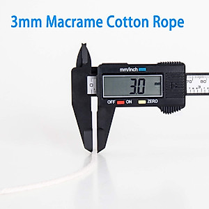 AIFUN Macrame Cord 3mm X 547yd Not Dyed 100% Natural Cotton Macrame Rope, 4 Strand Twisted Cotton Cord Rope for Handmade Wall Hanging ,Plant Hangers, Crafts, Knitting, Gift Wrapping(3mm X 500m)