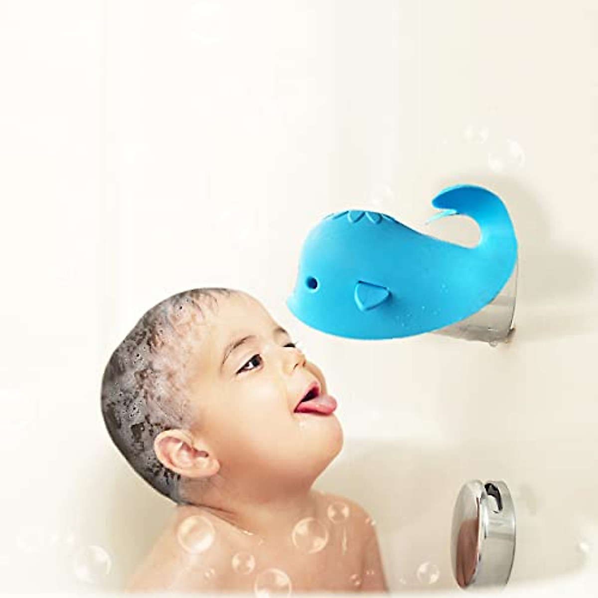 Bath Spout Cover for Bathtub,Baby Shower Protector Cover A Fun Way to Protects Baby from Bumping Head During Bathing Time Cute Soft Whale Design Making for Enjoyable Safe Baths (1 Pack,Blue)