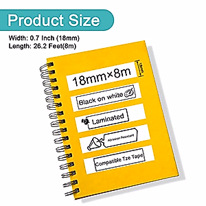 NineLeaf 10 Pack Compatible for Brother P-Touch Label Maker Refills TZ Tape 18mm 0.7 Laminated White TZe-241 TZe241 TZ-241 TZ241 3/4'' Black on White Label Tape for Ptouch PTD600 PTD400AD Labeler