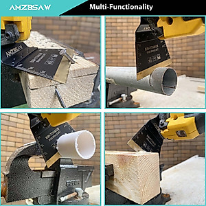 AMZBSAW 12PCS Titanium Oscillating Multitool Blades Metal Cutting, 68MM Titanium Saw Blades for Metal Nails Hard Material and Wood Plastic, Multi Tool Blades Kits Fit Dewalt Bosch Worx Ryobi