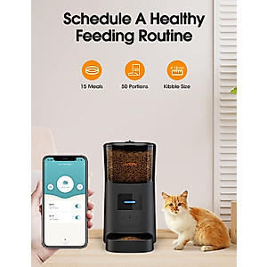 WOPET 6L Automatic Cat Food Dispenser,WiFi Automatic Cat Feeder with APP Control for Remote Feeding,Automatic Dog Feeder with Low Food Sensor and Voice Recorder,Up to 15 Meals per Day
